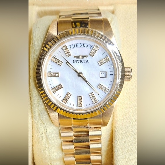 Invicta | Accessories | Invicta Diamond 35 Ct Gold Watch Nib | Poshmark